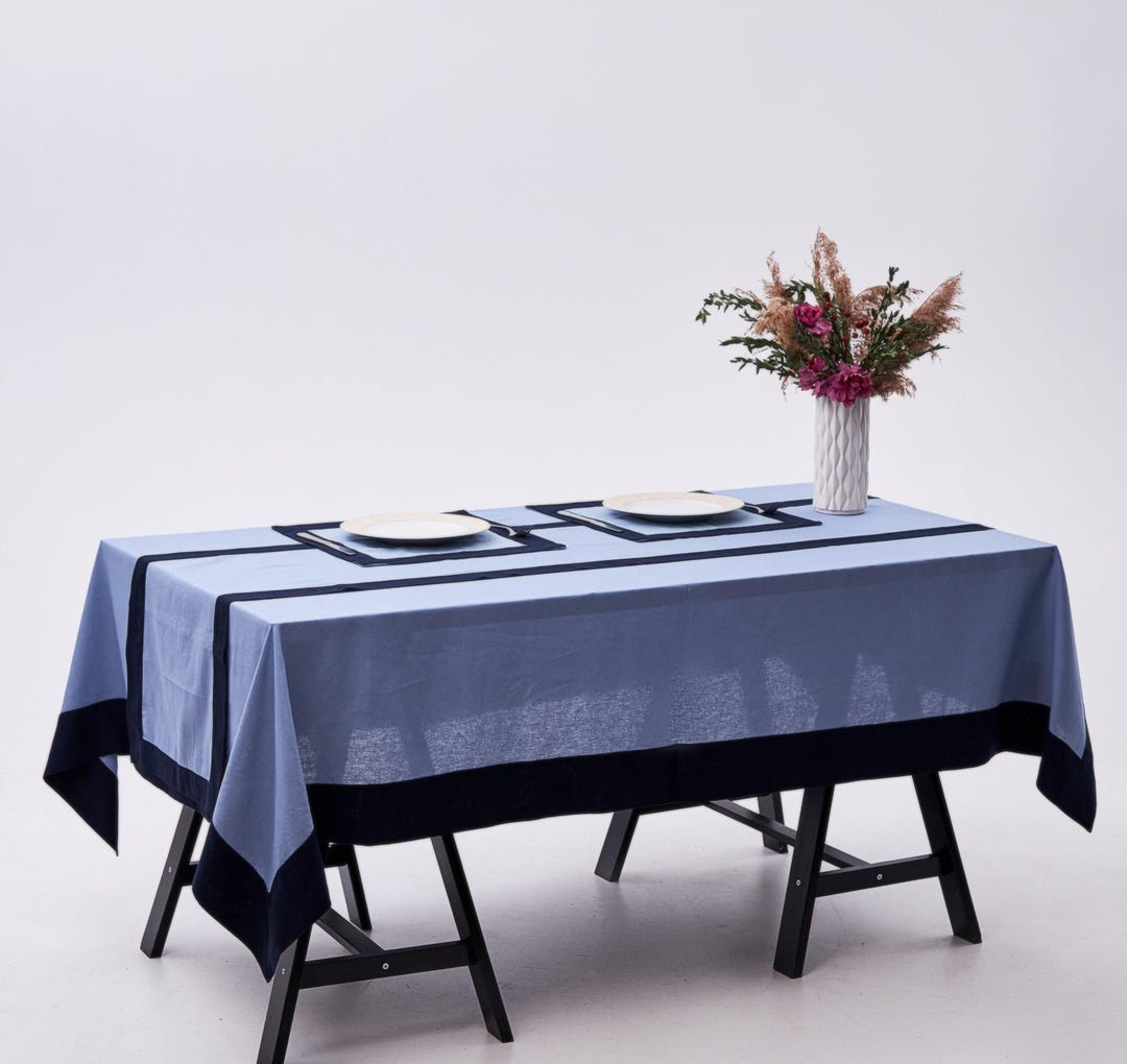 Blue Table Cloth, Modern Tablecloth,square Tablecloth,natural Table ...