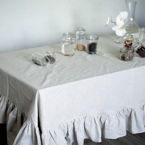 Ruffled Tablecloth,round Tablecloth, Linen Tablecloth, Small Tablecloth ...