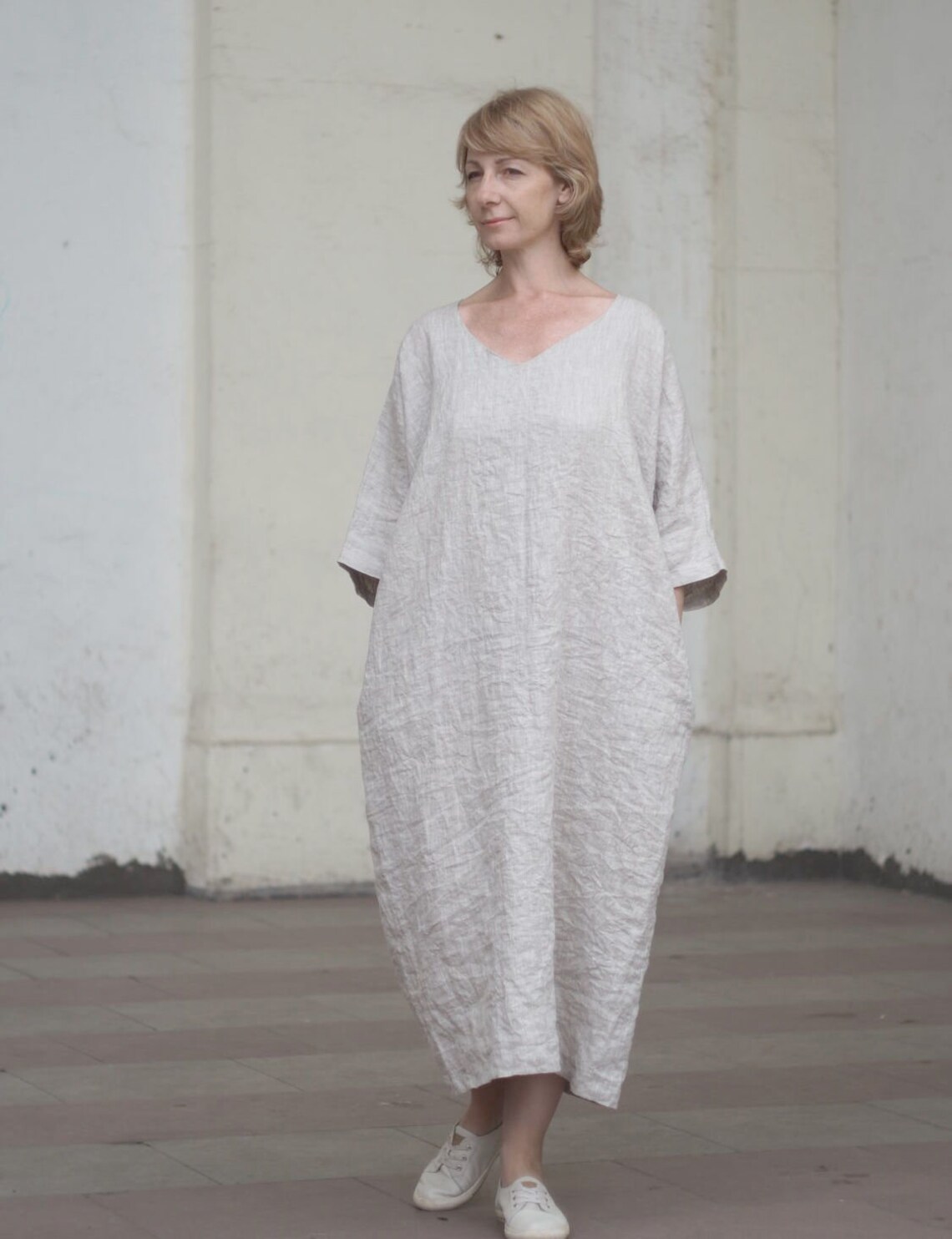 Organic Linen Dresswhite Linen Dressloose Linen Dresslinen | Etsy