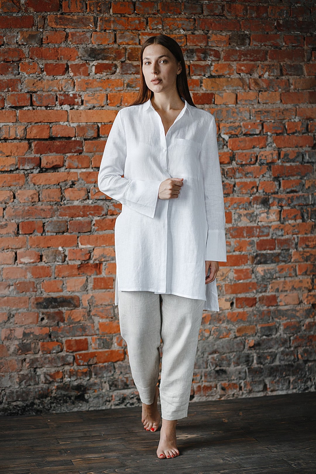 Long Linen Shirt, Linen Shirt Button Up, Linen Tunic for Women Long ...