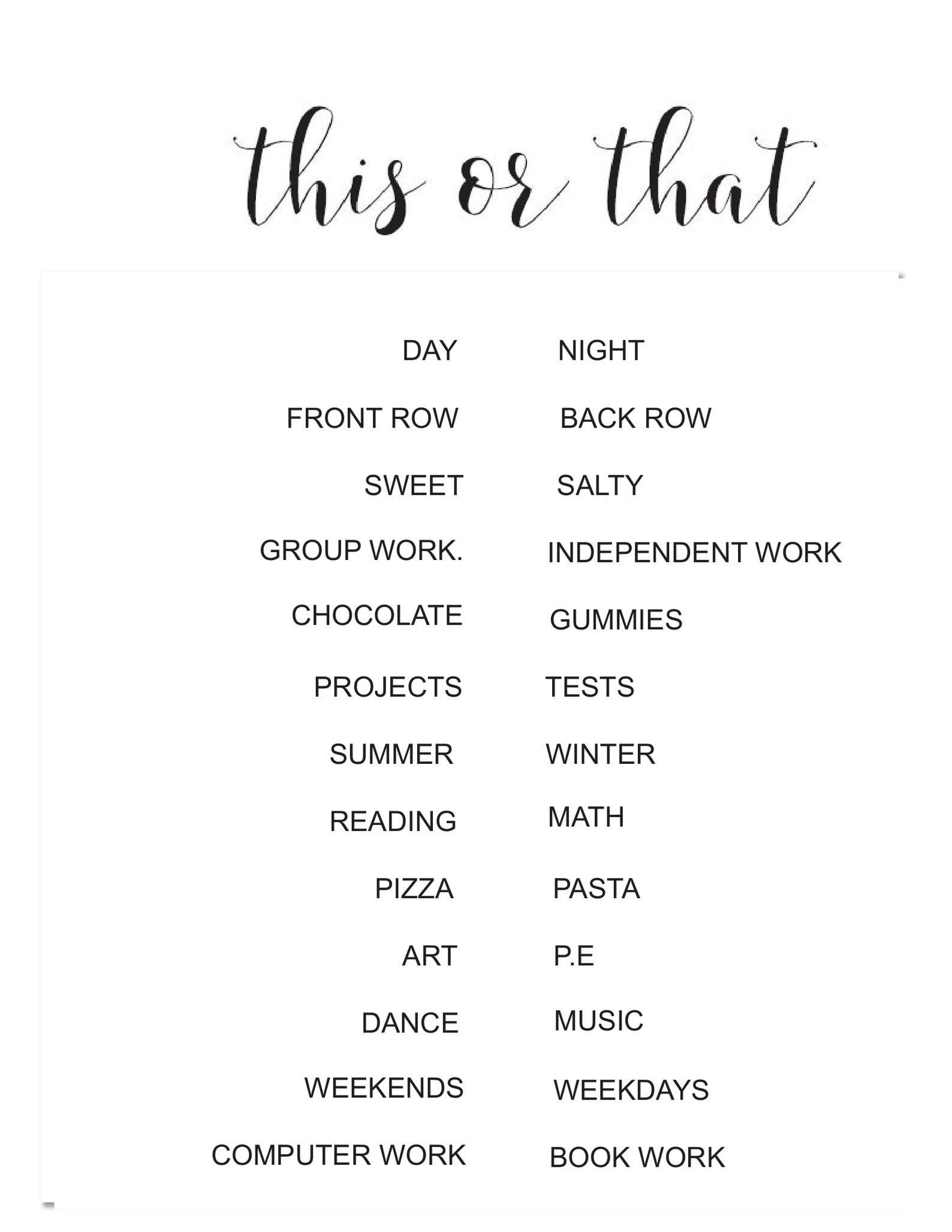 This or That Bundle. Educational Printable. Online Prompt | Etsy