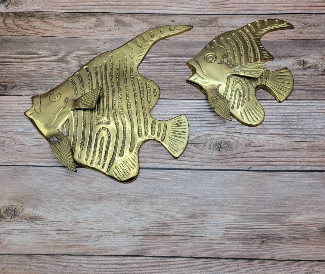 Vintage Pair of Brass Angel-fish Wall Decor - Etsy