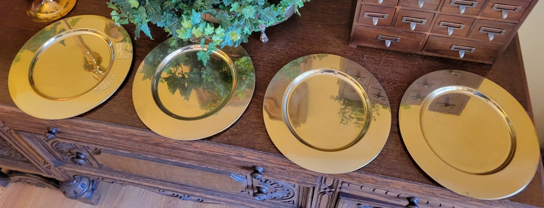 Set of 4 Bombay Brass Chargers. - Etsy