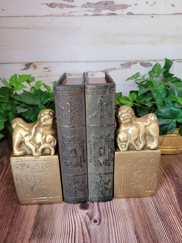 Rare Vintage Brass foo Dog Bookends. - Etsy