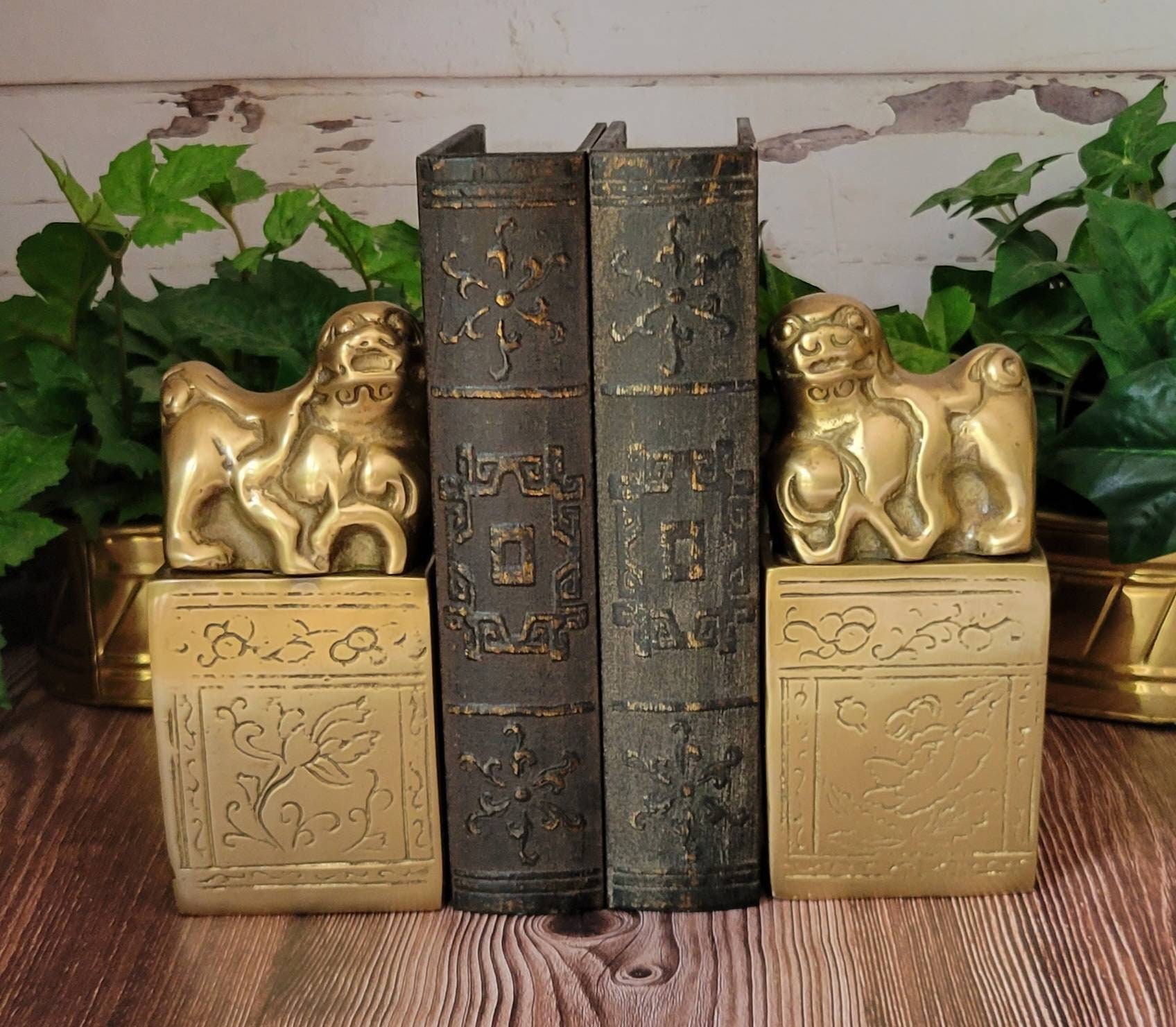 Rare Vintage Brass foo Dog Bookends. - Etsy