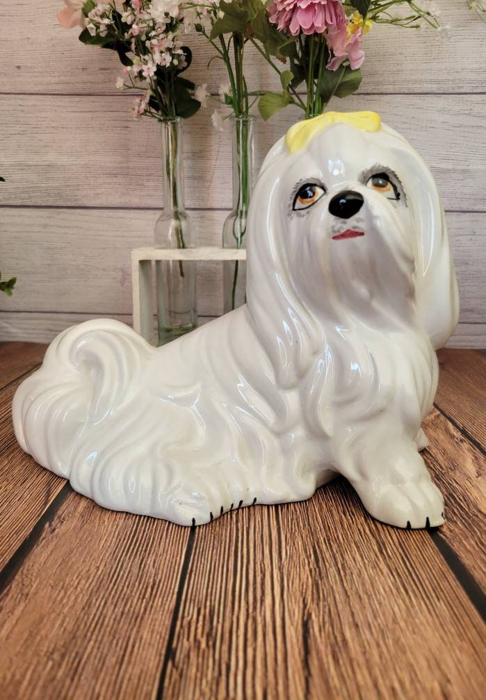 Vintage Italian Ceramic Maltese Dog Figurine - Etsy