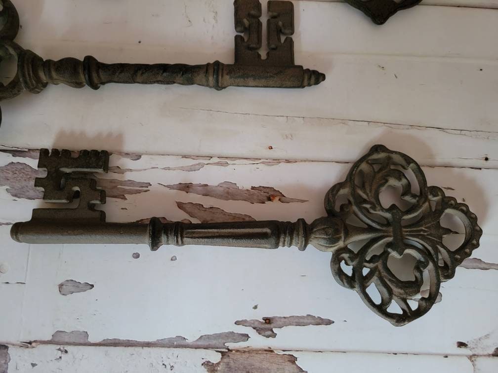 Set of Three Large Decorative Cast Iron Keys - Etsy