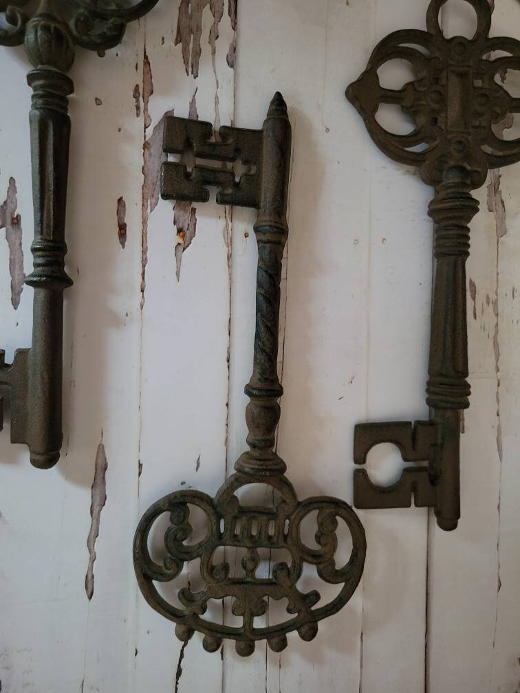 Set of Three Large Decorative Cast Iron Keys - Etsy
