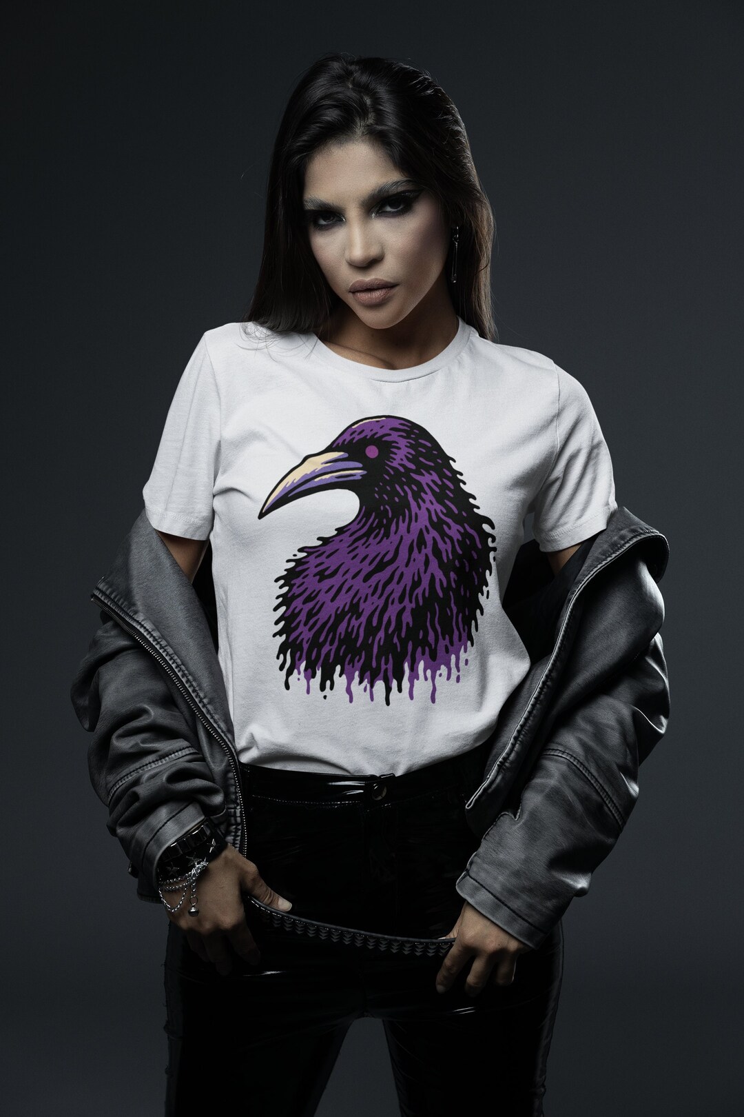 Gothic Bird Tshirt, Purple Raven Graphic Shirt, Dark Bird Lover Shirts ...