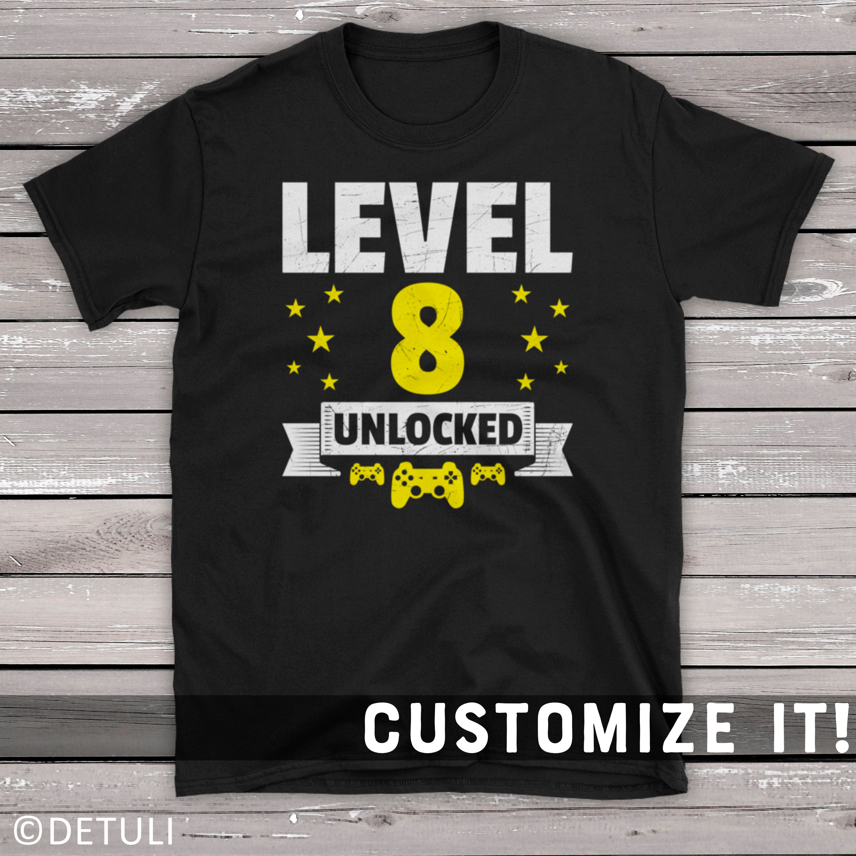Level 8 Unlocked T-shirt Gamer Birthday Shirt 8th Birthday Party Shirt ...
