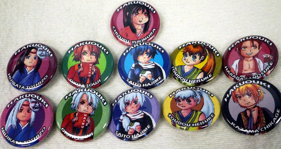 Hakuouki Hakuoki Button Pin Set Chibi Fury Shinsengumi Otome Game ...