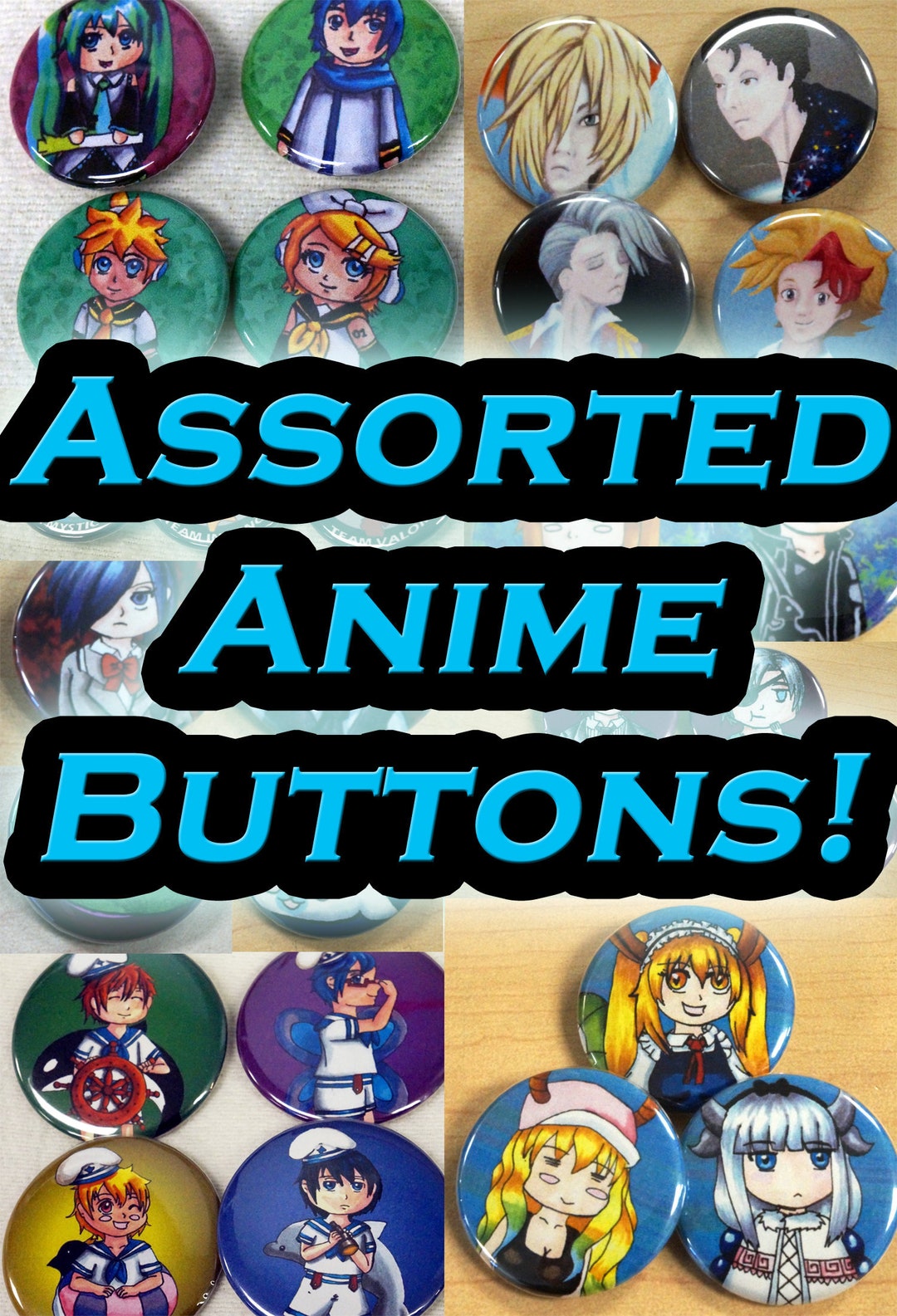 Assorted Cute Anime Button Pin Backs 1.5 Inch- From Various Series! - Etsy