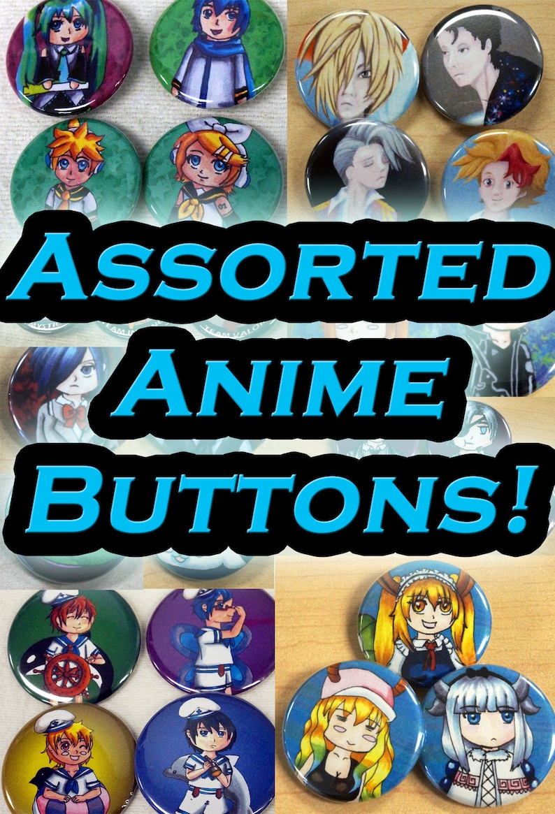Assorted Cute Anime Button Pin Backs 1.5 Inch- From Various Series! - Etsy