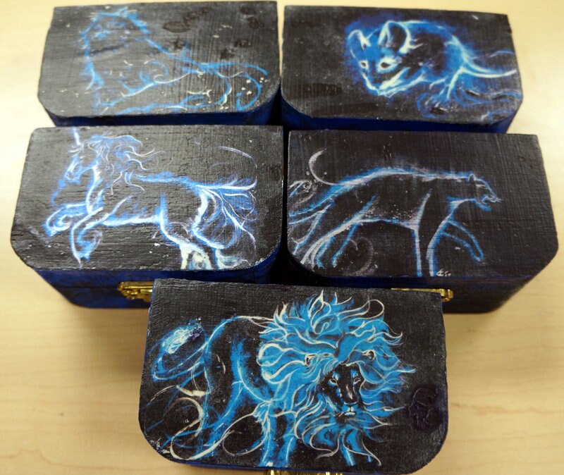 Animal Spirit Painting Trinket Novelty Box Lynx Rabbit Panther Deer ...