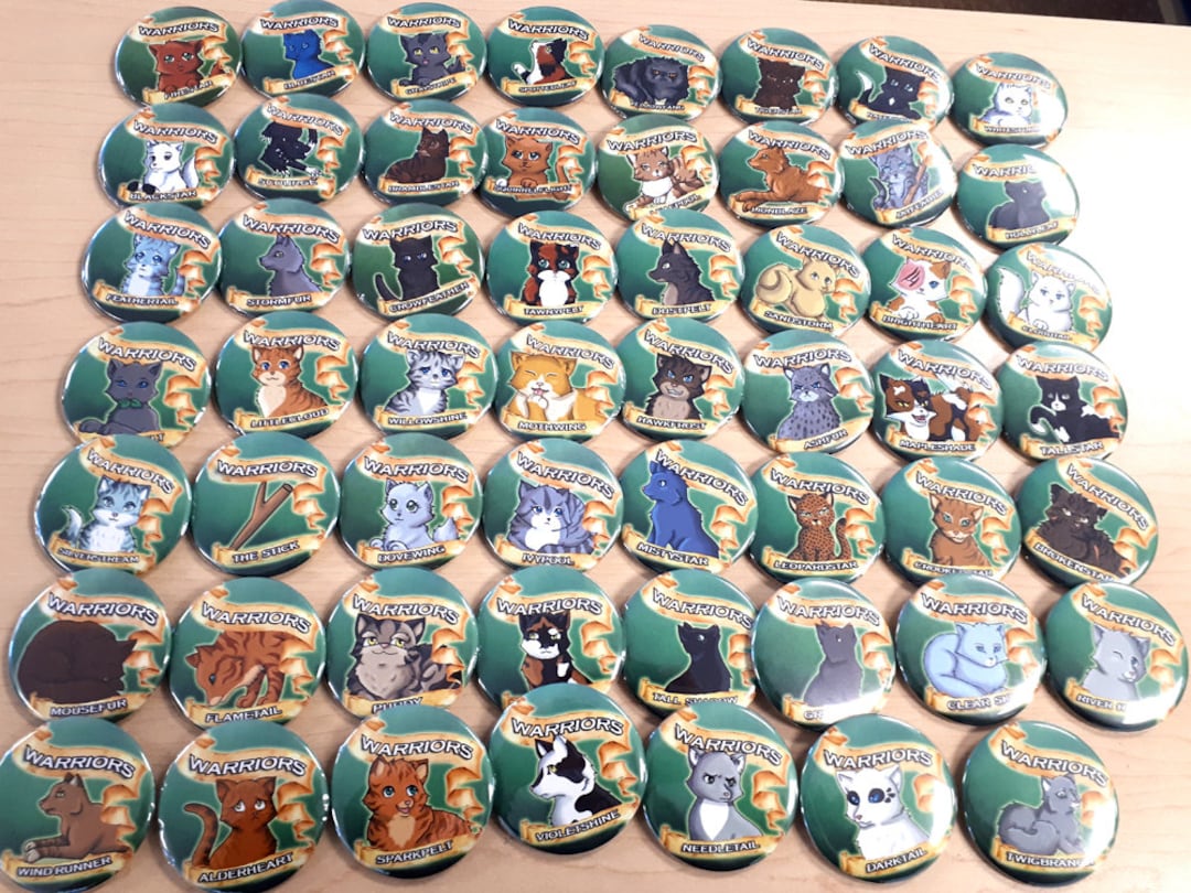 Warriors Cats Button Pins 125 Or 225 Includes Firestar Graystripe Jayfeather Hollyleaf