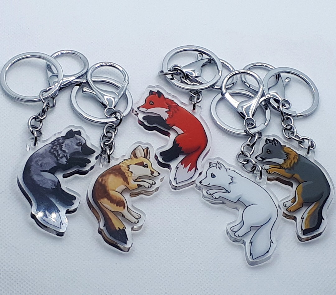 Jumping Fox Clear Acrylic 2 Inch Keychain or 65 Cm Necklace- Arctic ...