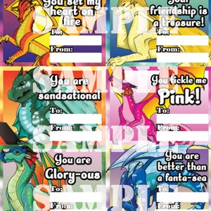 Wings of Fire WOF Dragons Valentine's Day Cards DIGITAL DOWNLOAD for at ...
