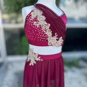 READY-TO-SHIP // Child Medium // Maroon and Gold Lyrical Costume - Etsy