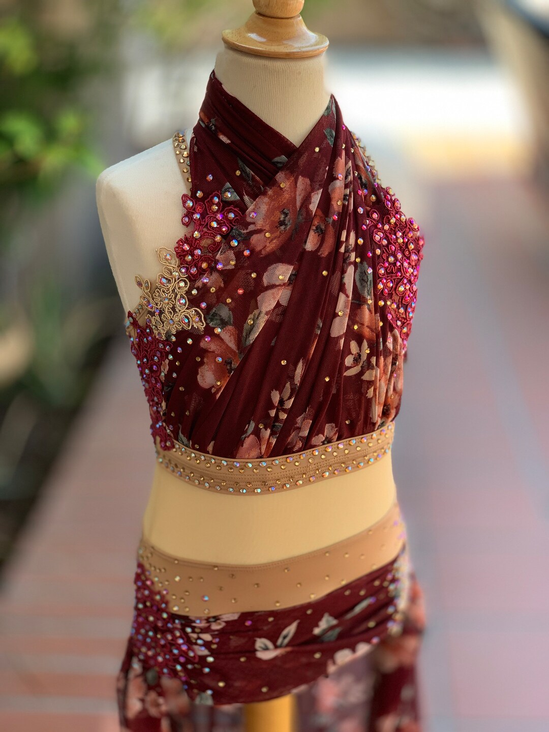 READY-TO-SHIP // Child Medium // Maroon Floral Lyrical Costume - Etsy