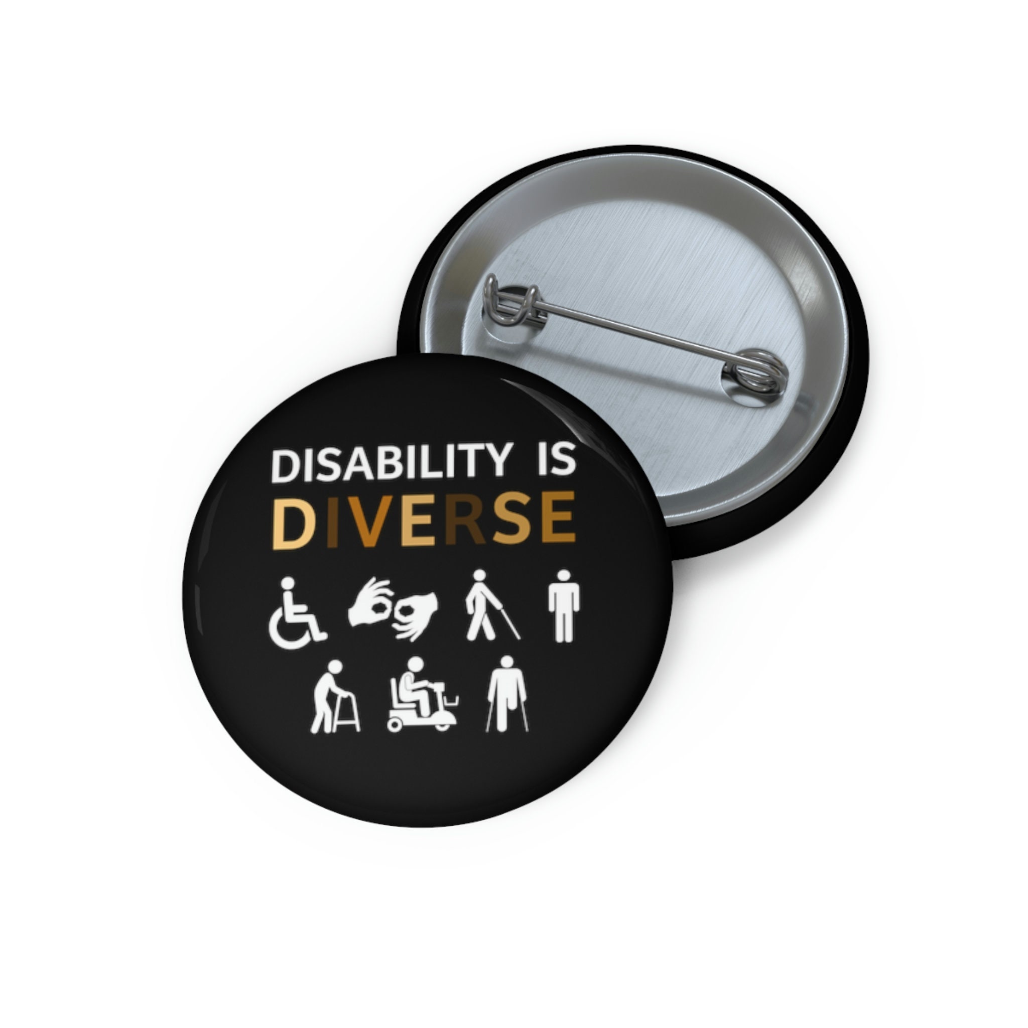 Disability is Diverse Skin Tones Pin Button, Disability Pride, Disabled ...