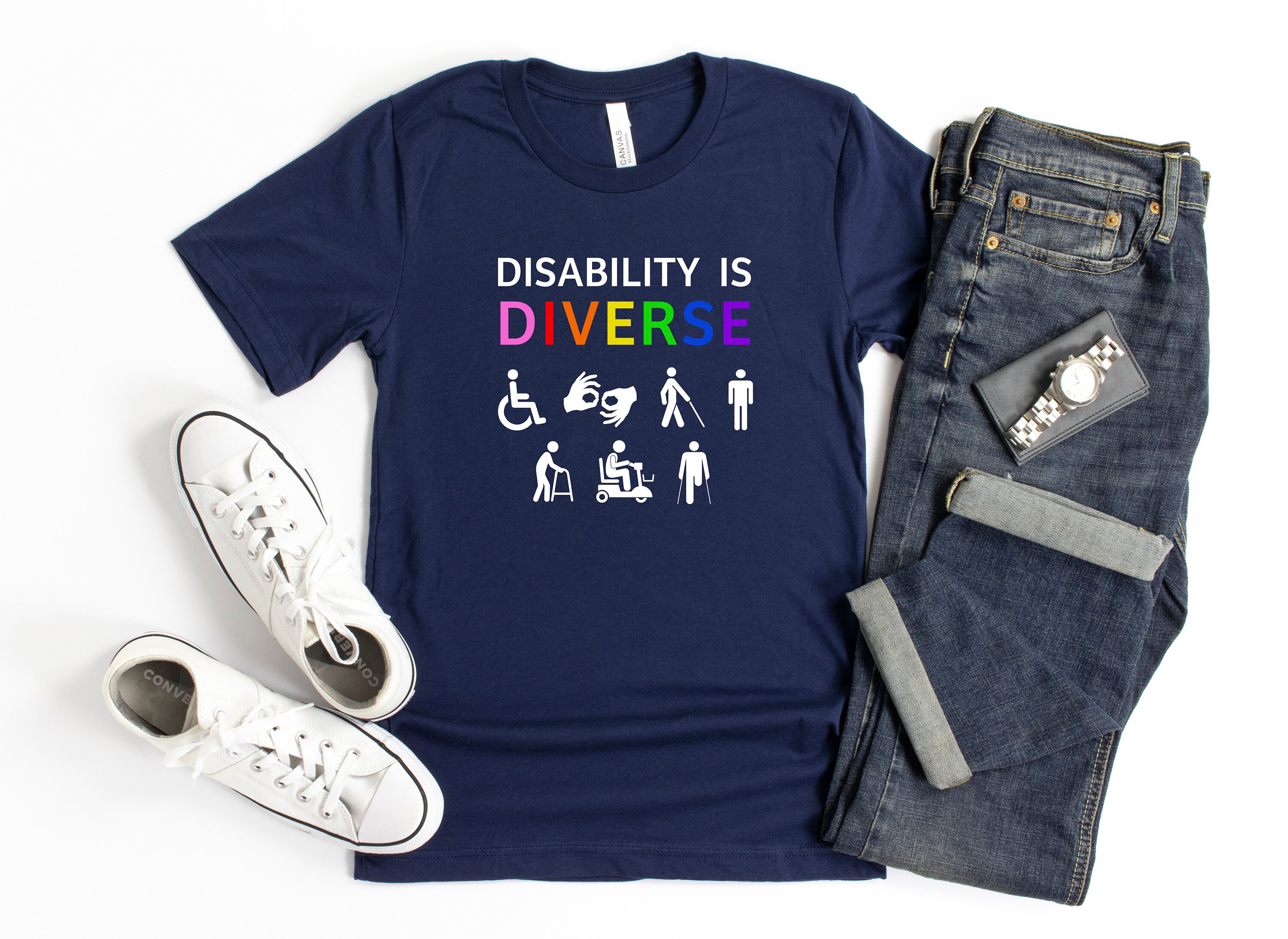 Disability is Diverse Rainbow/lgbt Pride T-shirt, Disability Pride ...
