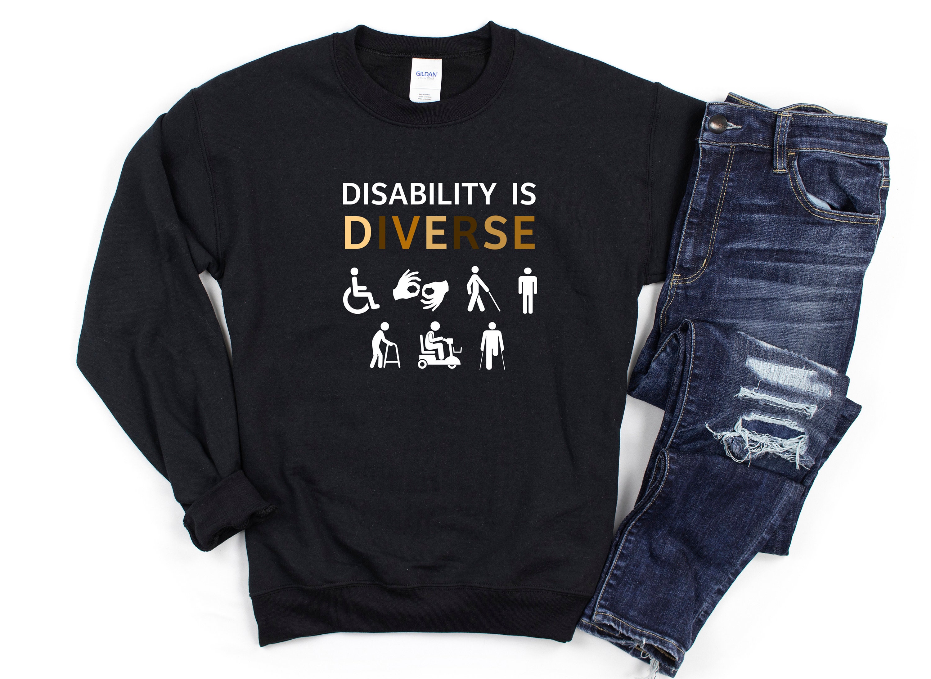 Disability is Diverse Skin Tones Crewneck Sweatshirt, Disability Pride ...