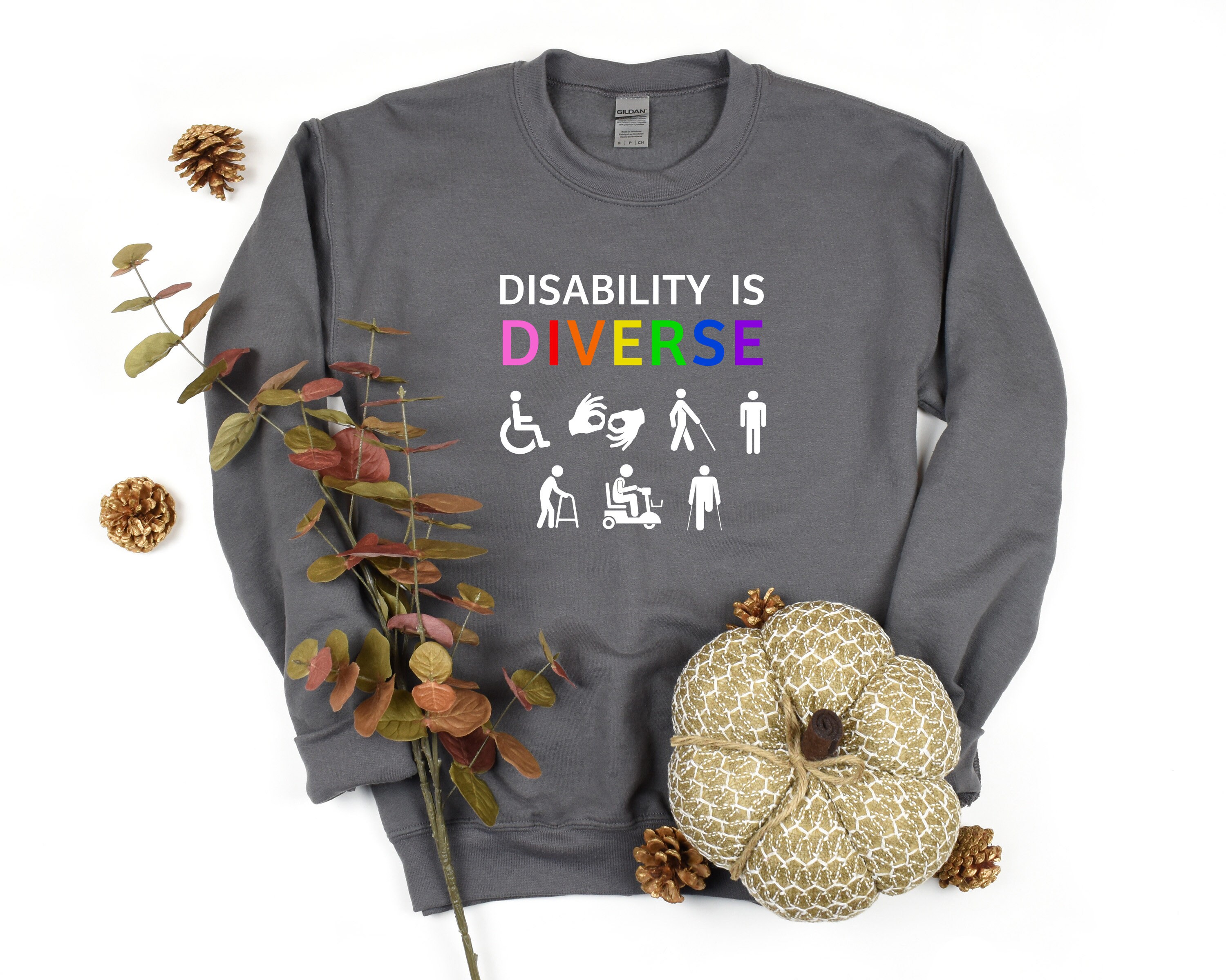 Disability is Diverse Rainbow/lgbt Pride Crewneck Sweatshirt ...