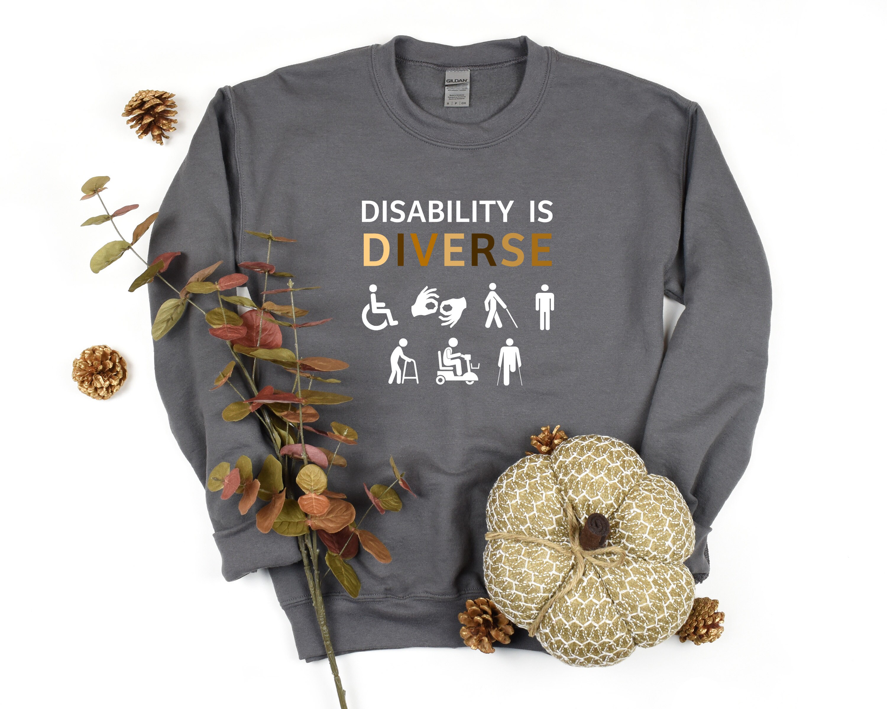 Disability is Diverse Skin Tones Crewneck Sweatshirt, Disability Pride ...