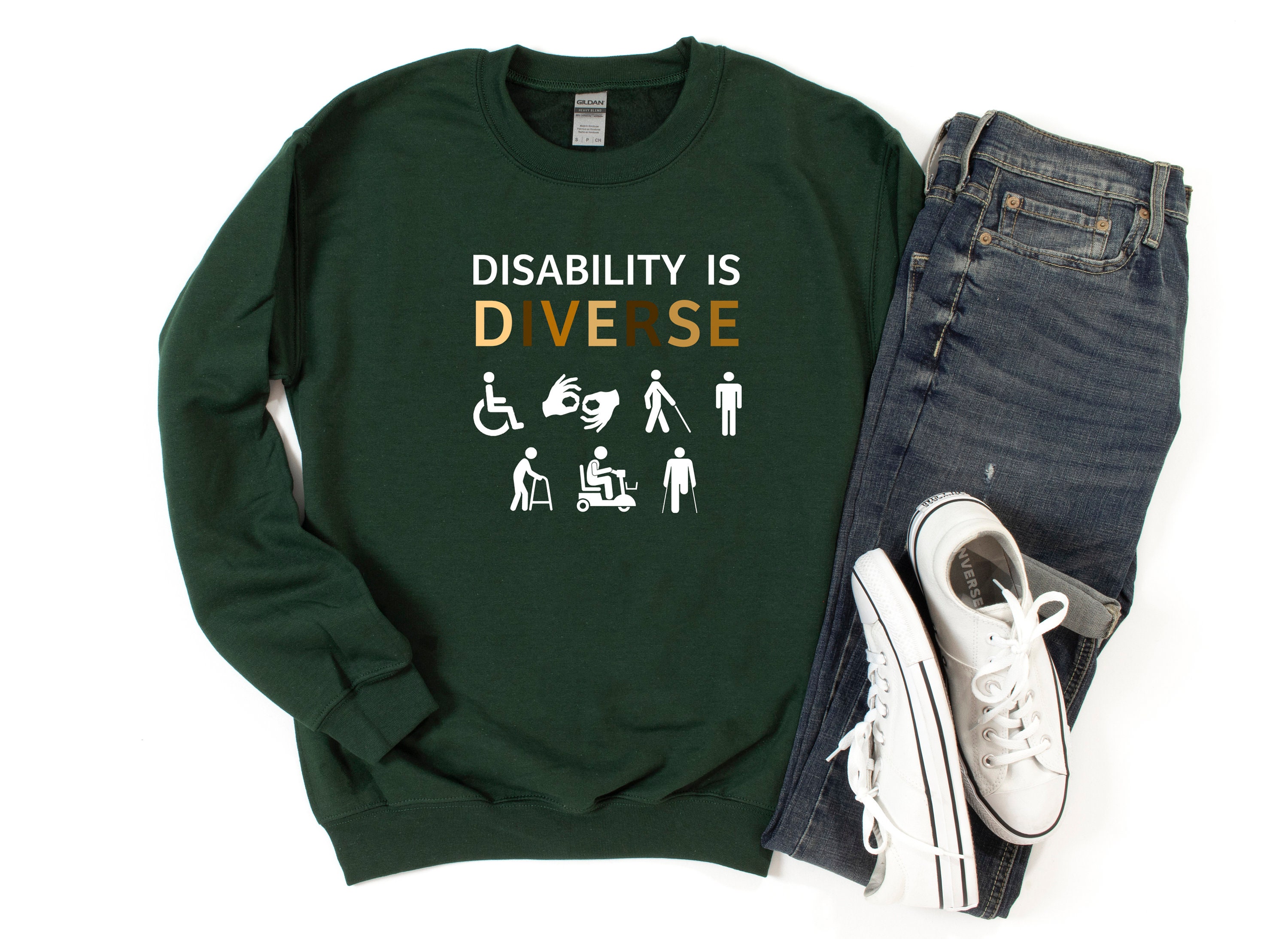 Disability is Diverse Skin Tones Crewneck Sweatshirt, Disability Pride ...