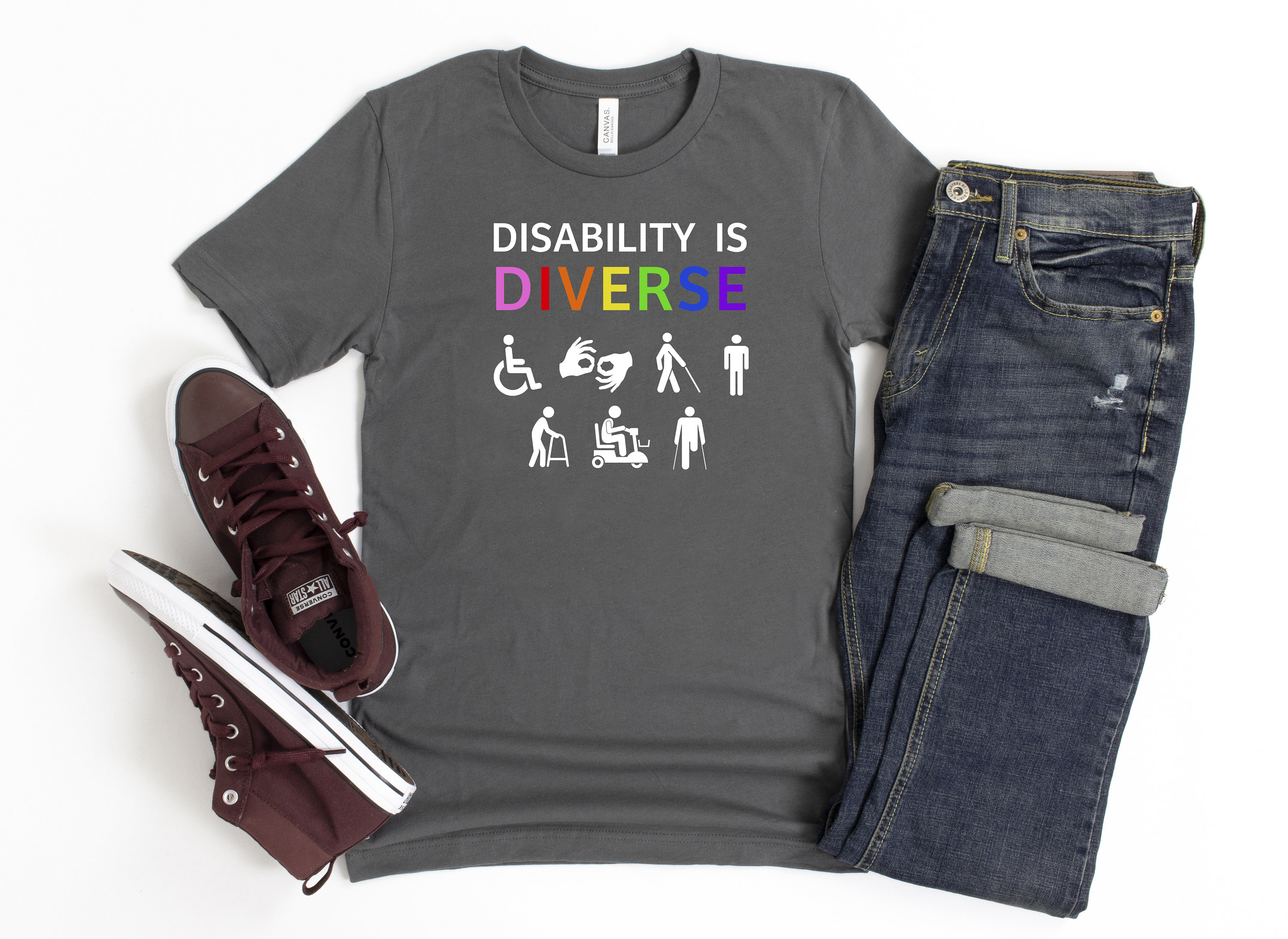 Disability is Diverse Rainbow/lgbt Pride T-shirt, Disability Pride ...