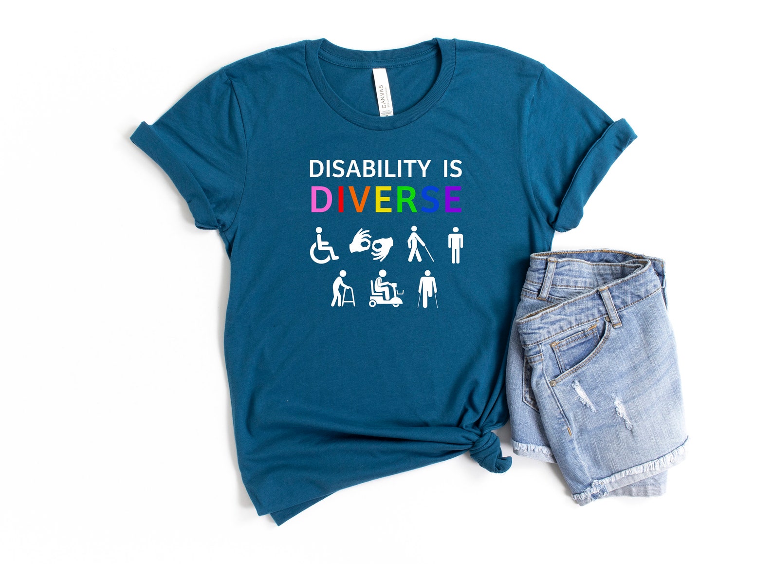 Disability is Diverse Rainbow/lgbt Pride T-shirt, Disability Pride ...