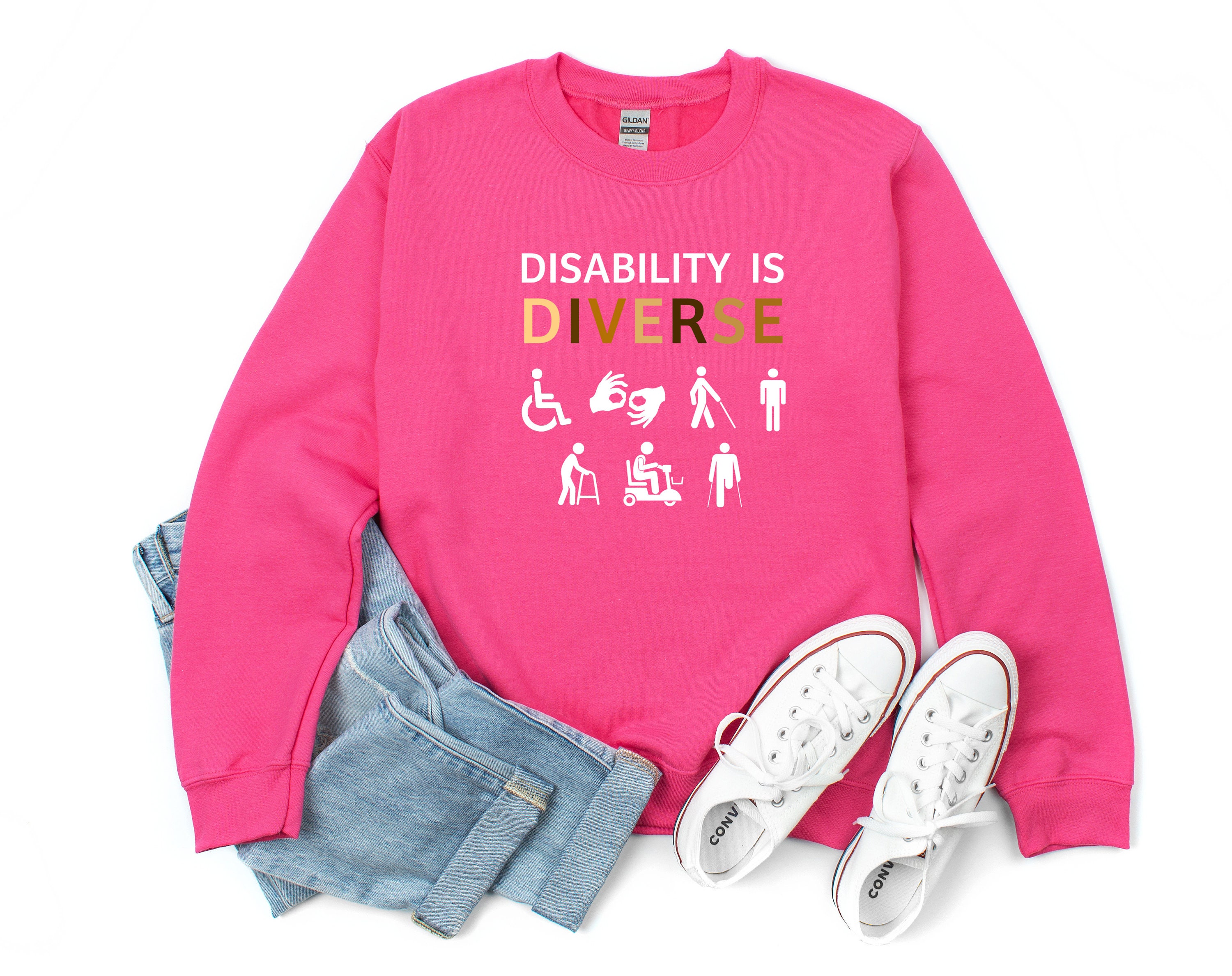 Disability is Diverse Skin Tones Crewneck Sweatshirt, Disability Pride ...