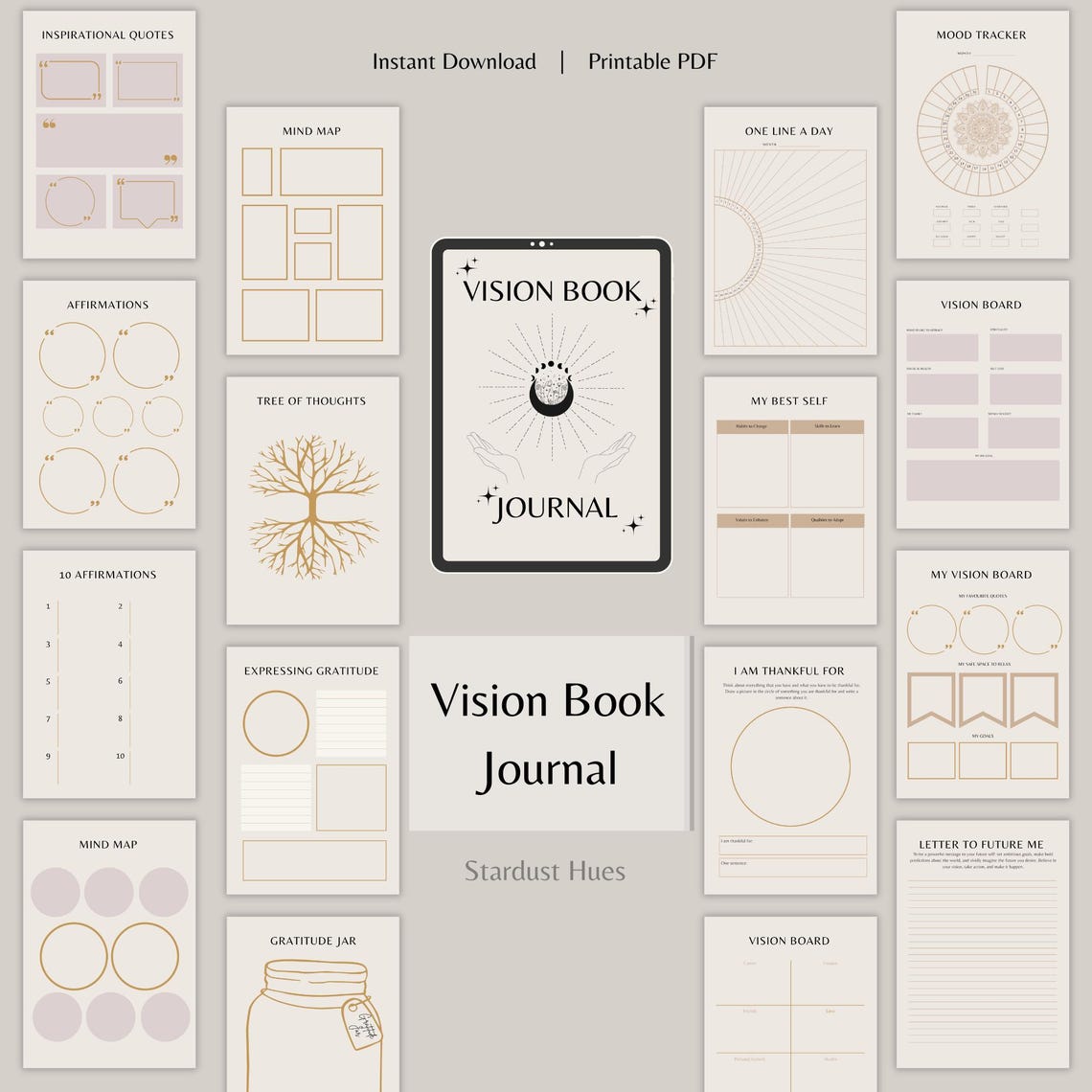 Printable Vision Book Journal: Manifestation Planner (PDF) - Etsy