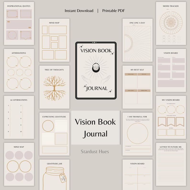 Printable Vision Book Journal: Manifestation Planner (PDF) - Etsy
