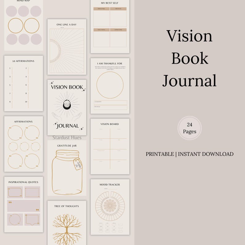 Printable Vision Book Journal: Manifestation Planner (PDF) - Etsy
