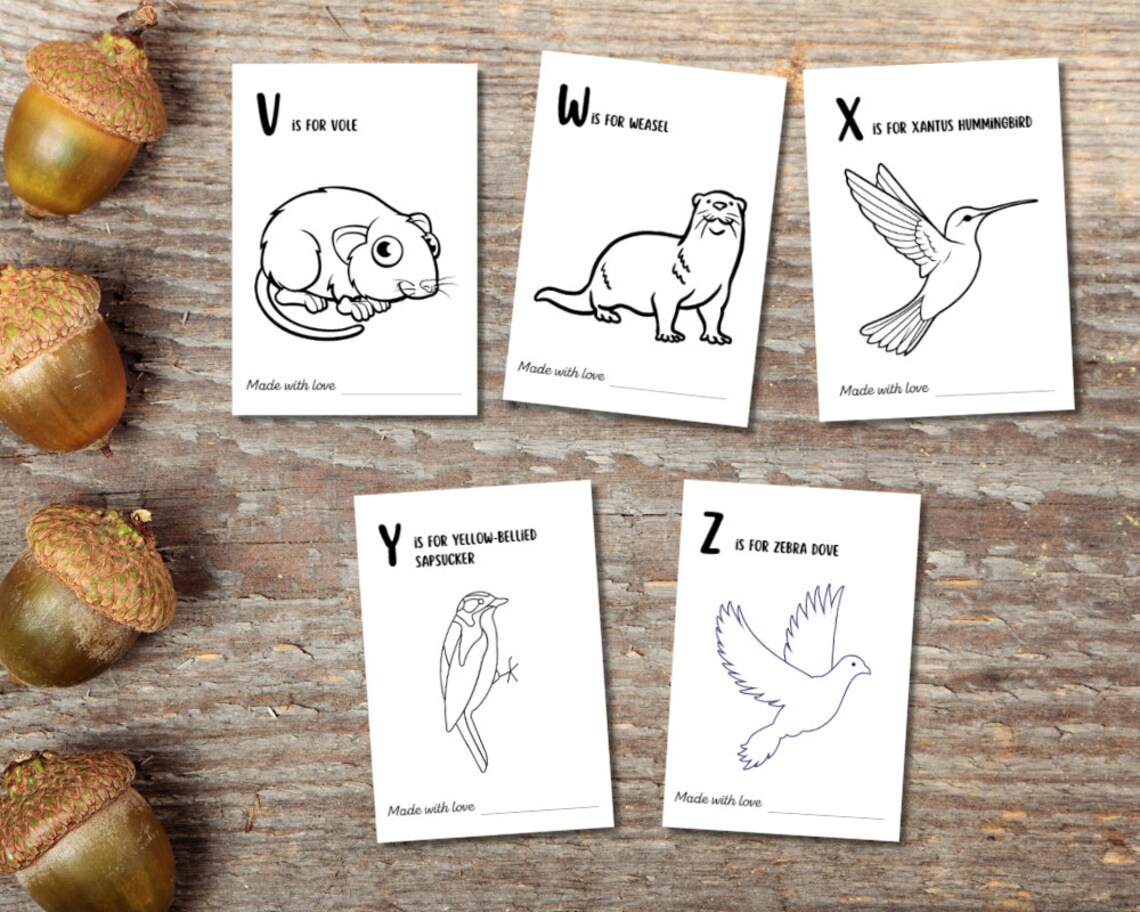Woodland Animals ABC Colouring Book, Baby Shower Alphabet ABC Printable ...