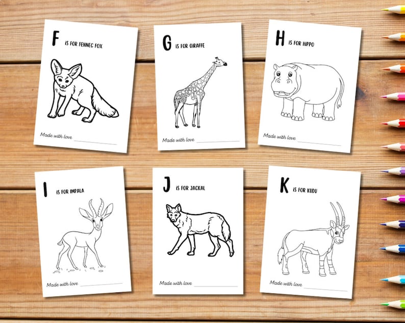 Safari Animals ABC Colouring Book, Baby Shower Alphabet ABC Printable ...
