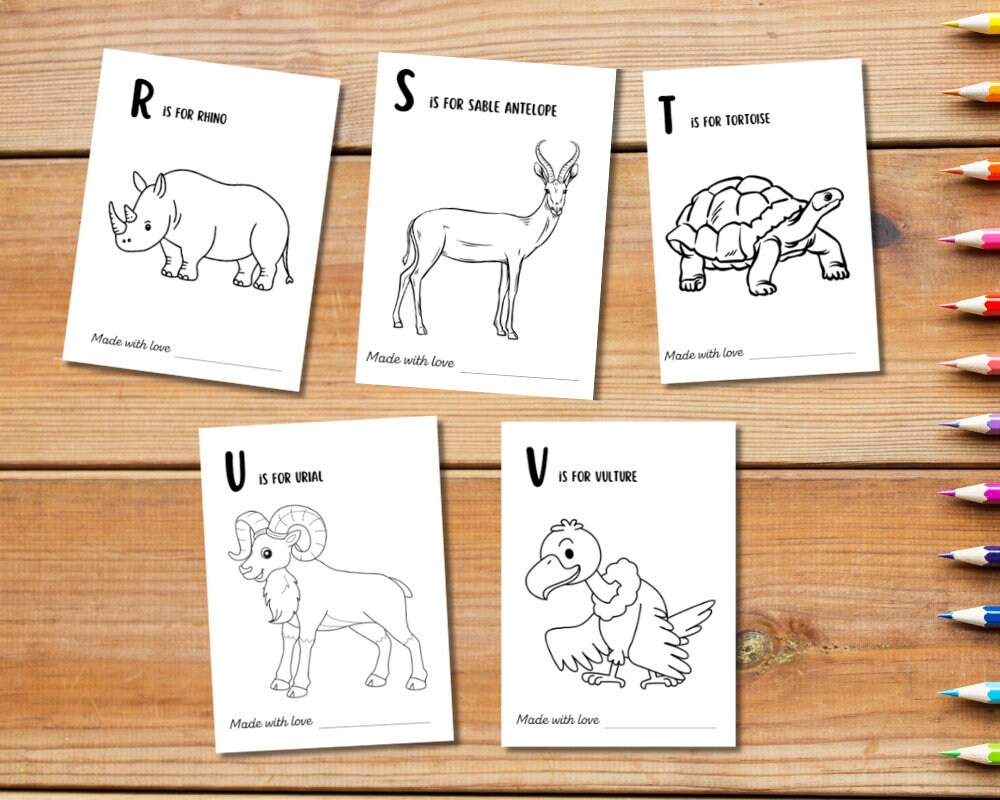 Safari Animals ABC Colouring Book, Baby Shower Alphabet ABC Printable ...