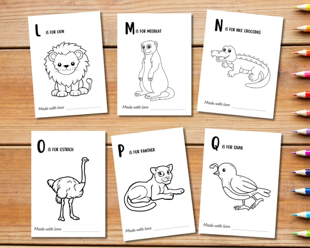 Safari Animals ABC Colouring Book, Baby Shower Alphabet ABC Printable ...