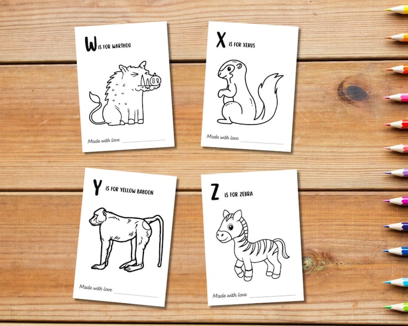 Safari Animals ABC Colouring Book, Baby Shower Alphabet ABC Printable ...