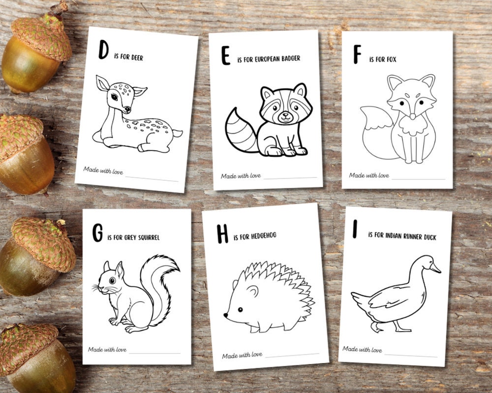Woodland Animals ABC Colouring Book, Baby Shower Alphabet ABC Printable ...