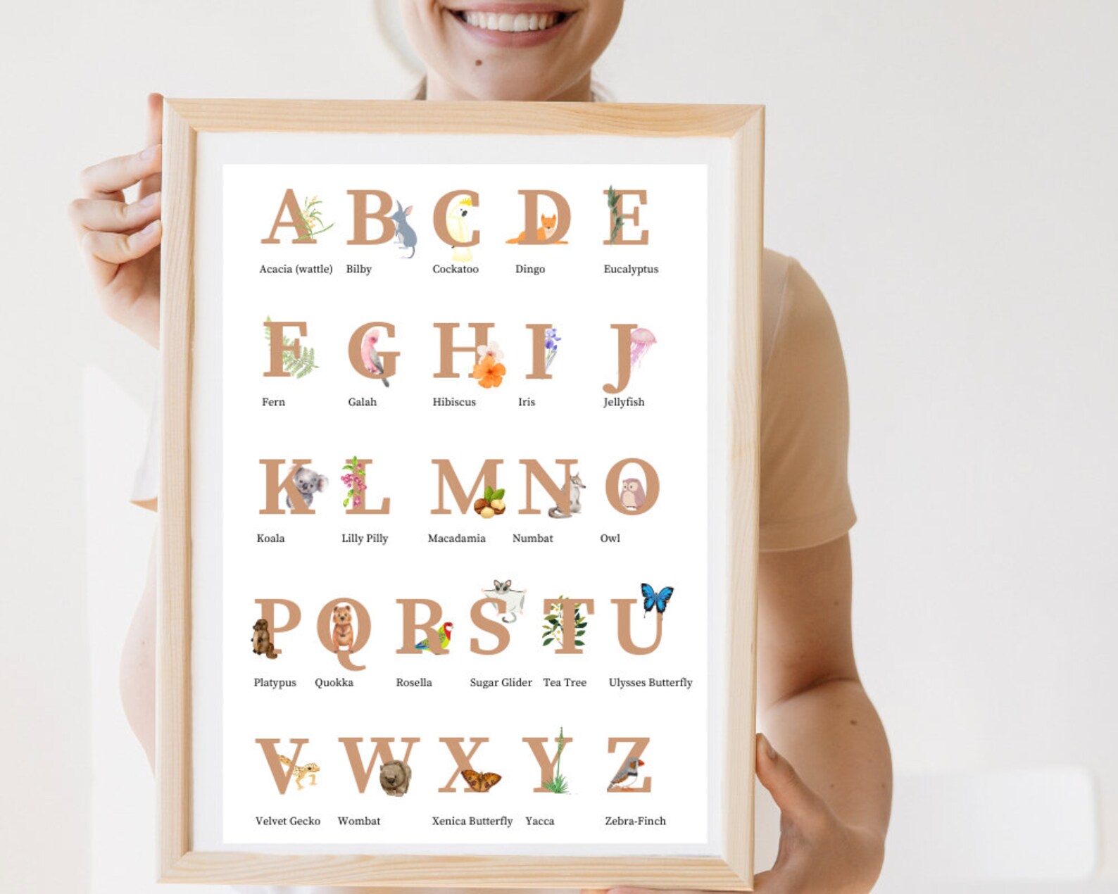 Australian Alphabet Poster Nursery Wall Decor, Australian Animals ...