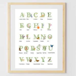 Australian Alphabet Nursery Wall Decor, Australian Animals Plants ...