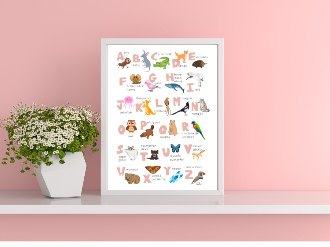Australia Animal Baby Alphabet a to Z Printable Wall Art for Nursery or ...