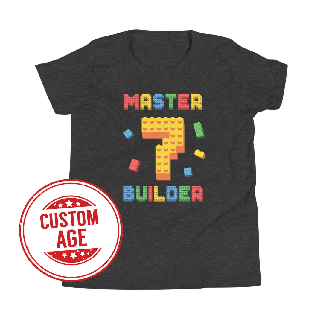 Age Birthday Brick Shirt, Master Builder, Building Blocks, Birthday Boy ...