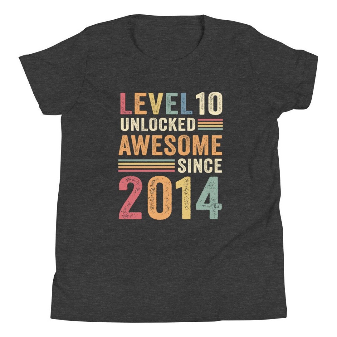 Level 10 Unlocked, Awesome Since 2014, Ten Birthday Shirt, Double ...