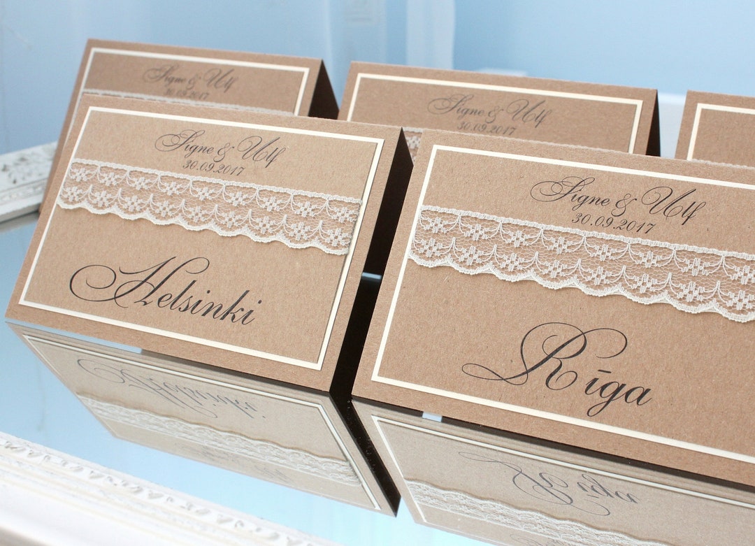 Rustic Table Name Cards With Lace Table Names Table Names - Etsy