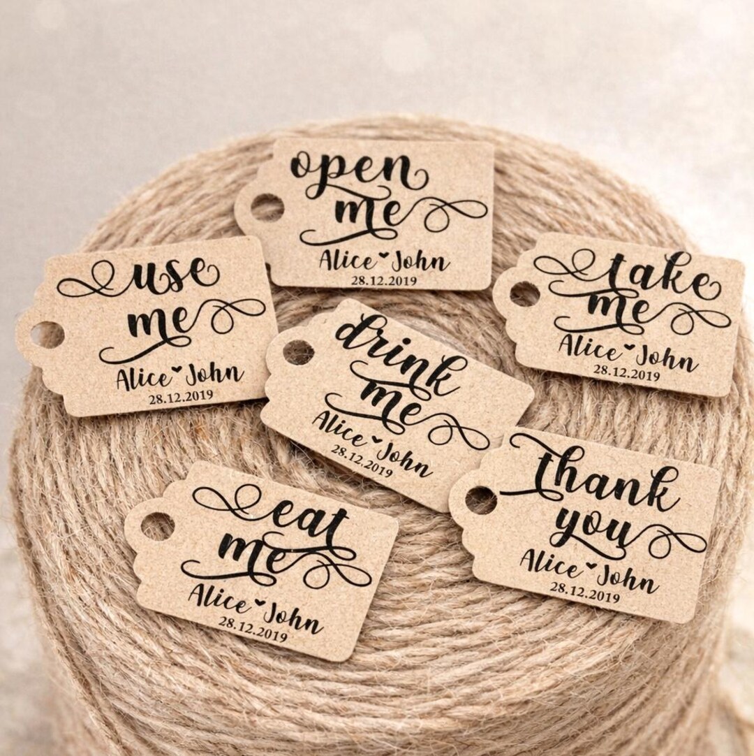 Eat Me Drink Me Wedding Favor Tags – Rustic Personalized Gift Labels - Etsy