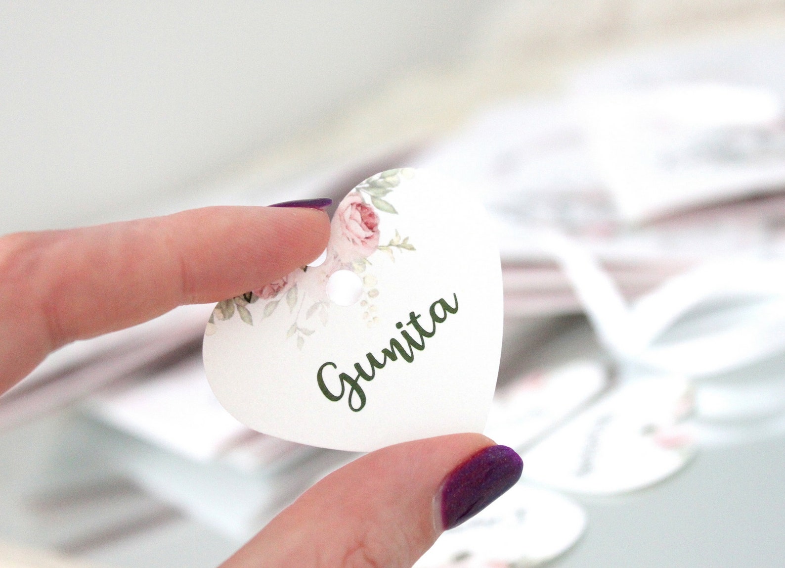 Personalized Heart Shape Wedding Favor Name Tags With Pastel | Etsy