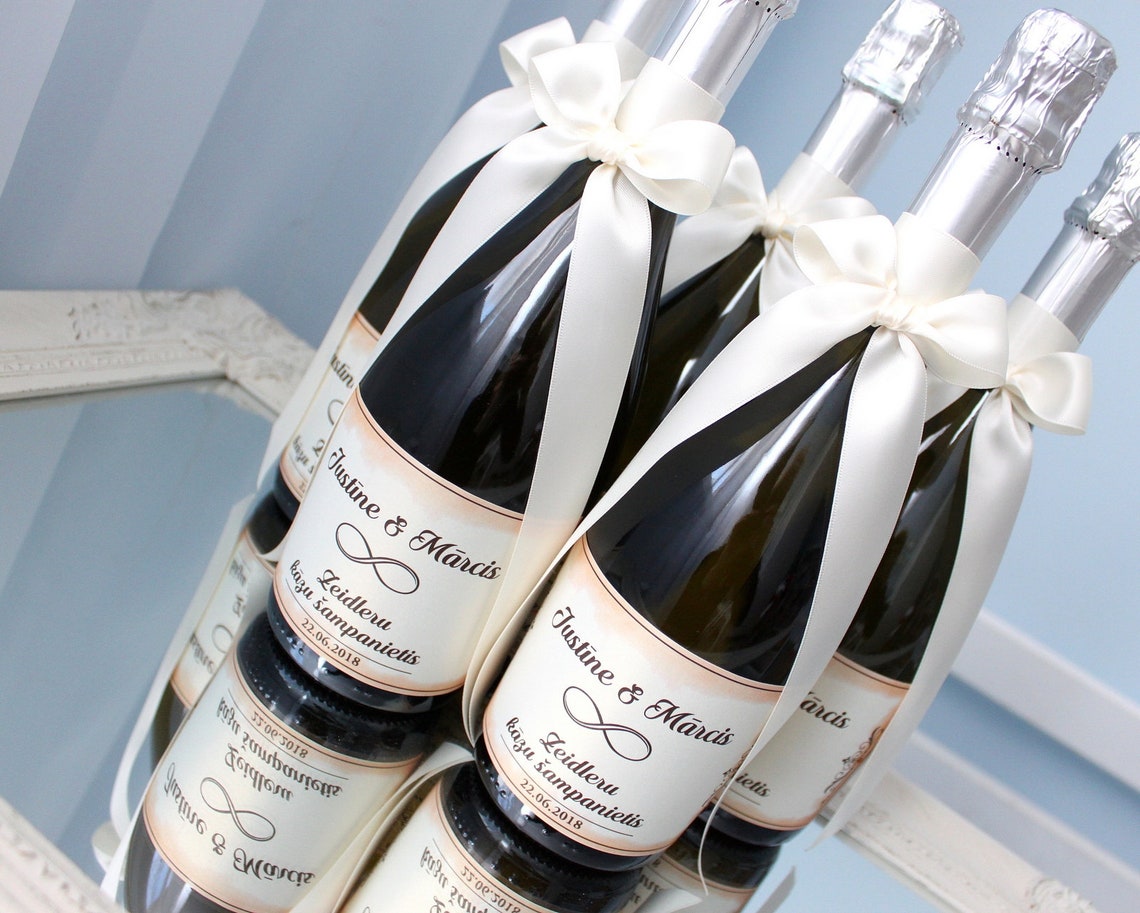 Champagne Labels Ivory Wedding Champagne Label Personalized - Etsy